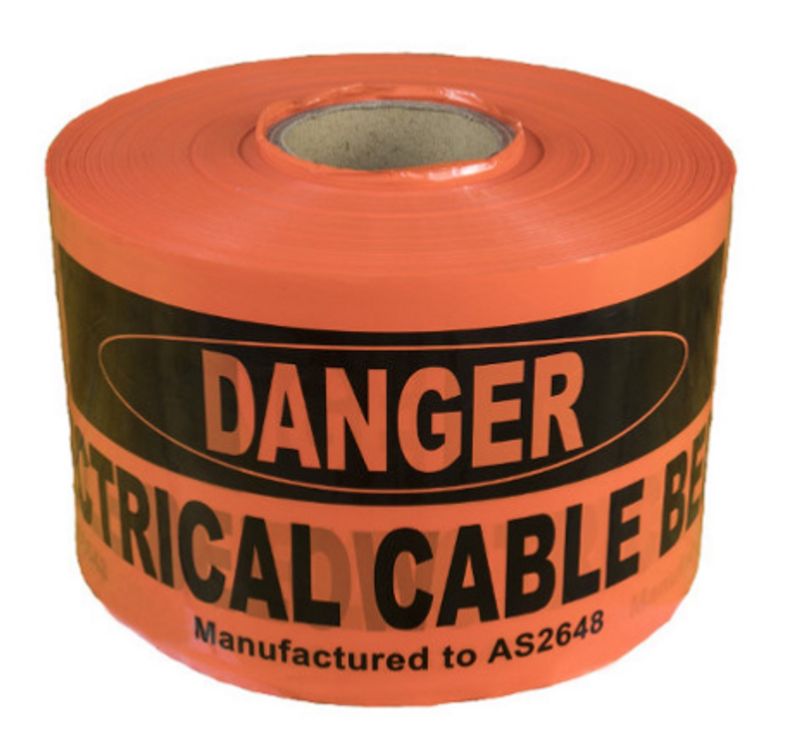 DANGER ELECTRICAL CABLE UNDERGROUND WARNING TAPE 100M ORANGE