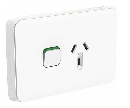 Clipsal Iconic Single GPO powerpoint 10A Horizontal Vivid White 3015-VW