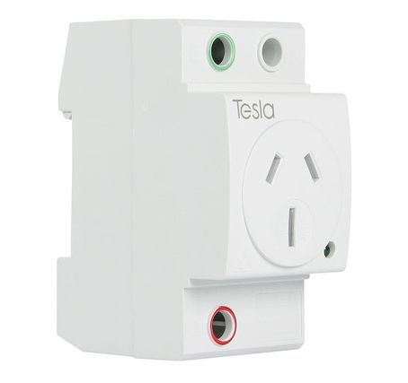 DIN rail mount GPO 15A Double Pole auto-switched outlet TESDINGPO15