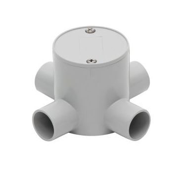 25mm 4 Way Deep Conduit Junction Box PVC Grey JBD425C JB25-4D