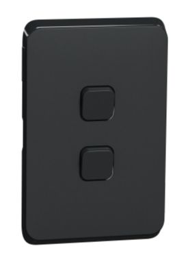 Clipsal Iconic 2 Gang Switch Skin Cover Extra Black 3042C-XB