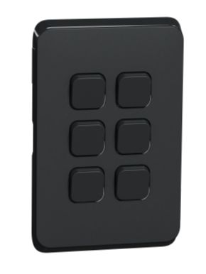 Clipsal Iconic 6 Gang Switch Skin Cover Extra Black 3046C-XB