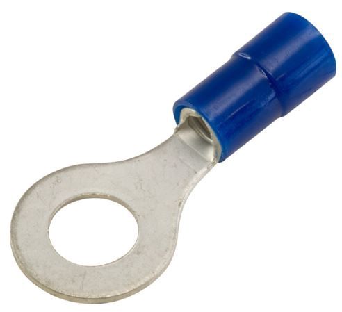 Ring terminal insulated Lug Blue 6mm screw hole pack of 50 pieces