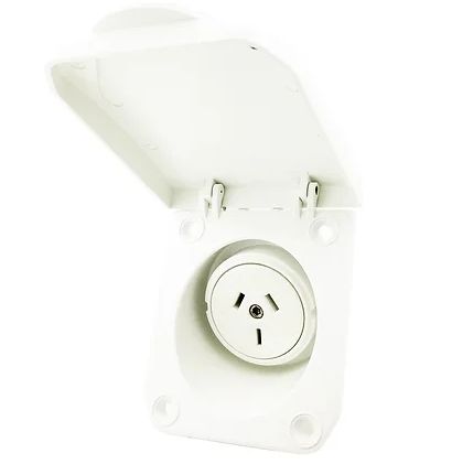 CARAVAN OUTLET SOCKET 10A, WHITE