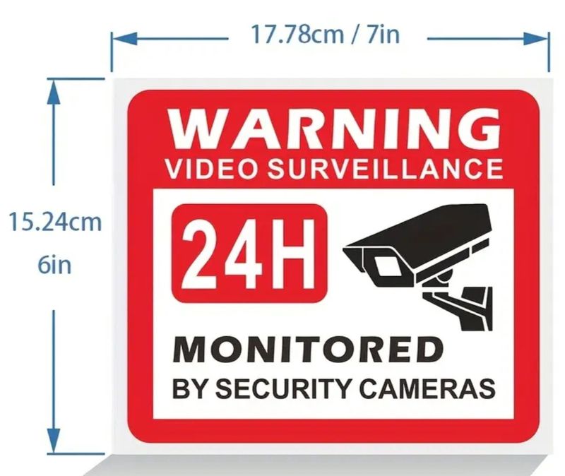WARNING VIDEO SERVEILLANCE 24H CCTV ALARM SECURITY STICKER