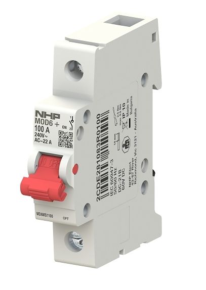 NHP MOD6+ Main Switch 1 Pole 100A MD6MS1100