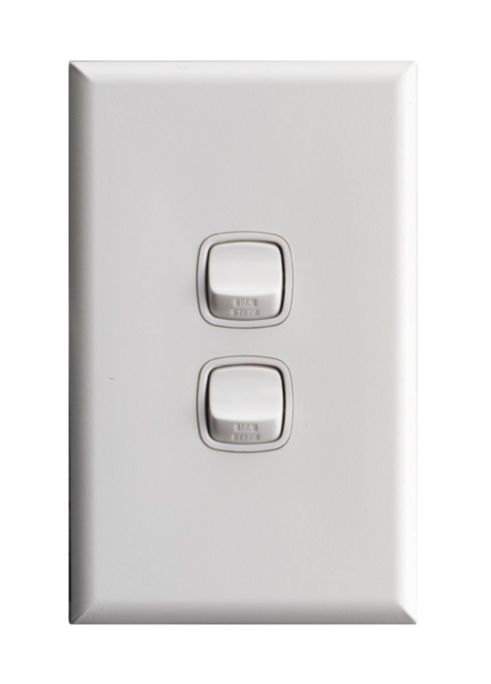HPM EXCEL XL770/2WE WHITE VERTICAL 2 GANG SWITCH