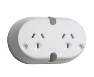 Clipsal Double Surface socket outlet 10A Twin Plug base 414-WE