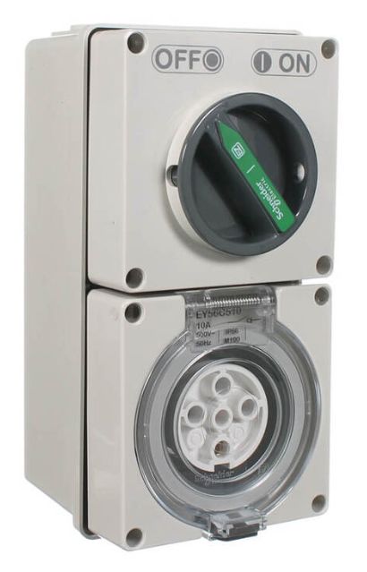 Schneider 5 Pin 10A Combination Switched Socket Outlet 56 Series EY56C510