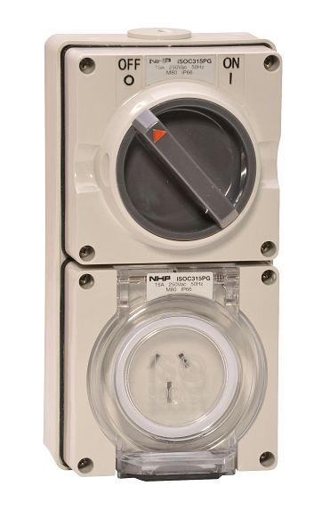 3 PIN 15A COMBINATION SWITCHED SOCKET OUTLET IP66 LOCKABLE