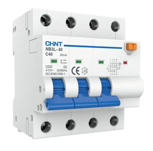4 Pole 25A RCBO 3P+N 30mA C Curve 10kA NB3L4 479974