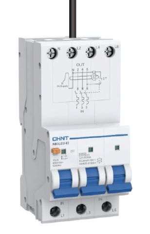 4 POLE 10A RCBO 3P+N 30mA C CURVE 10KA TYPE A 3MOD+TAIL NB3LEU 481356