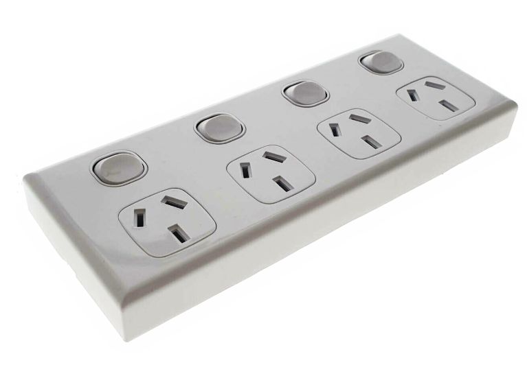 4 Gang Quad GPO powerpoint outlet 10a GPO4