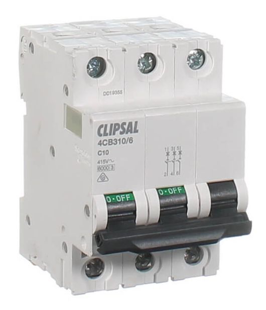 CLIPSAL 10A 6KA MAX 3 POLE MCB 4CB310/6