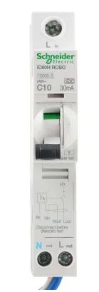 SCHNEIDER 10A RCBO 10kA 30mA TYPE A Acti9 iC60H A9D11810 WITH NEUTRAL TAIL