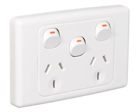 CLIPSAL 2000 SERIES DOUBLE GPO POWERPOINT WITH EXTRA SWITCH 2025XA