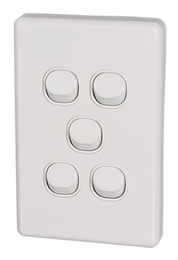 Clipsal Classic C2000 5 Gang Switch Plate White C2035VA