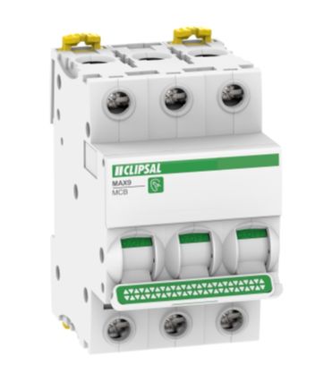 CLIPSAL MAX9 Series 3 Pole 16A MCB Circuit Breaker MX9MC316