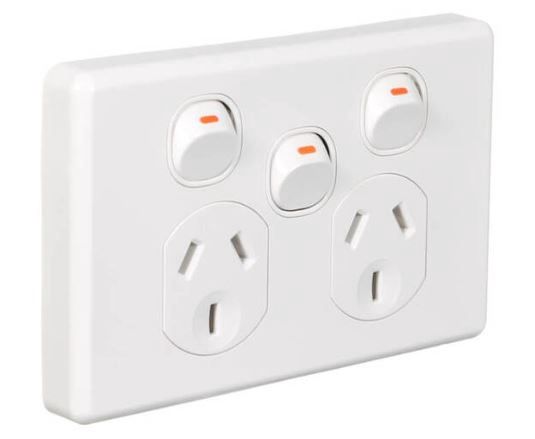 DOUBLE GPO EXTRDouble GPO with Extra switch 10A Zack range 3AAA WhiteA ...