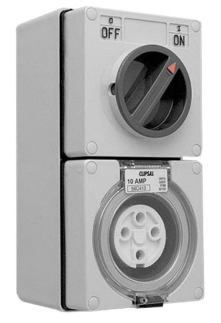 Clipsal 56 Series 10A 4 Pin Combination Switched Socket Outlet 56C410