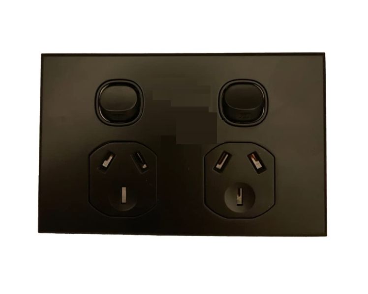 Slim Line Double GPO Powerpoint Black Orly Range 3AAU-DPO10/B