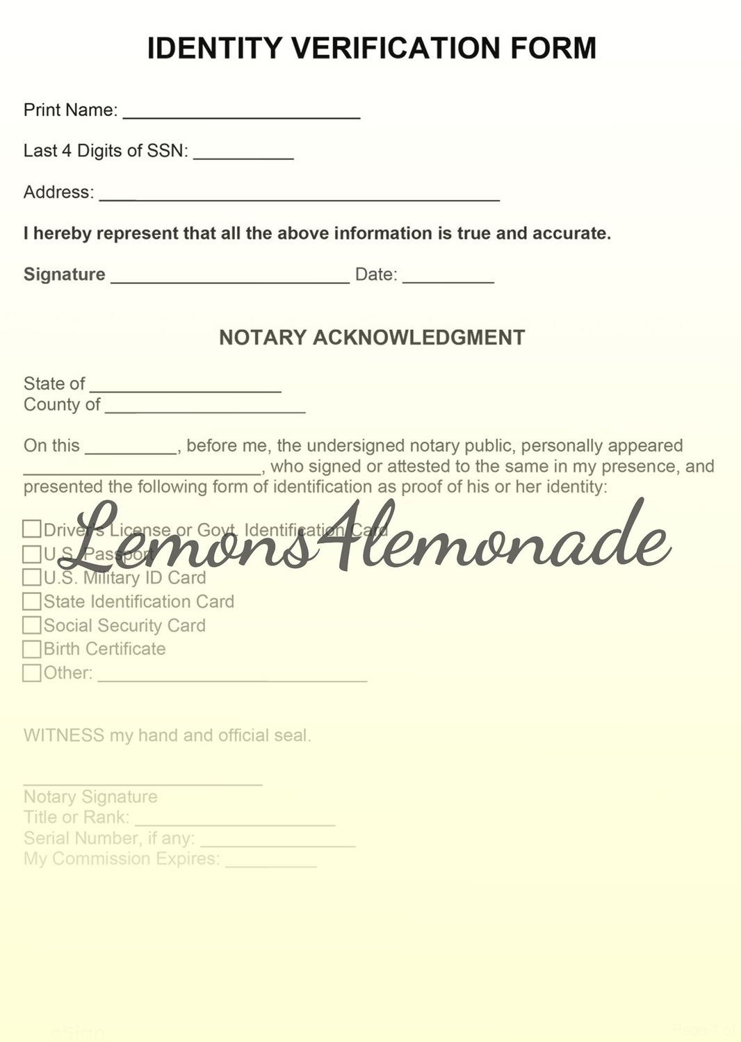 Identity Verification Form