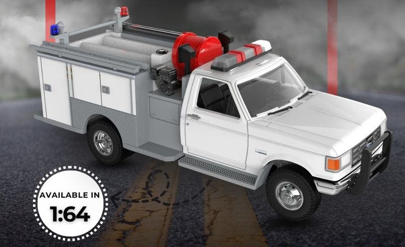 1/64 Plain White 1988 Ford F-350 Mini Pumper Fire Truck - perfect for ...