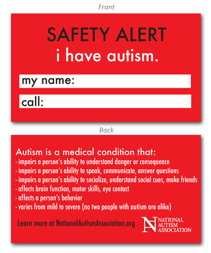 Safety Alert Cards - Pack of 50 | National Autism Association
