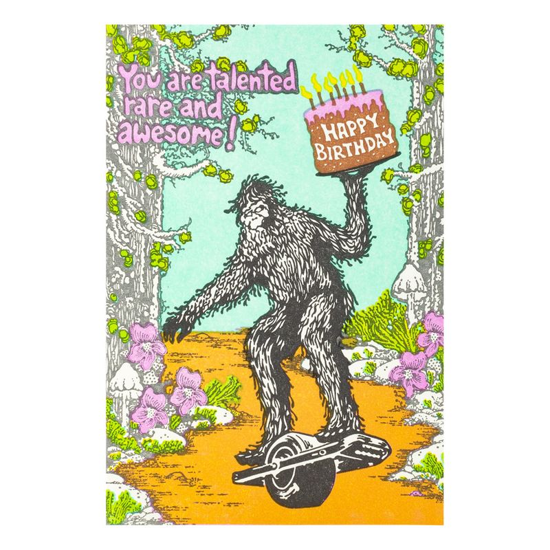 Happy Birthday Sasquatch Letterpress Card