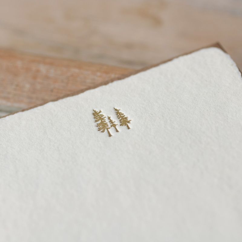 Trees Handmade Paper Deckled Letterpress Note