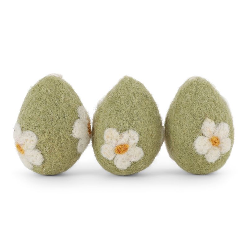 Mint Eggs with Flowers - Set of 3