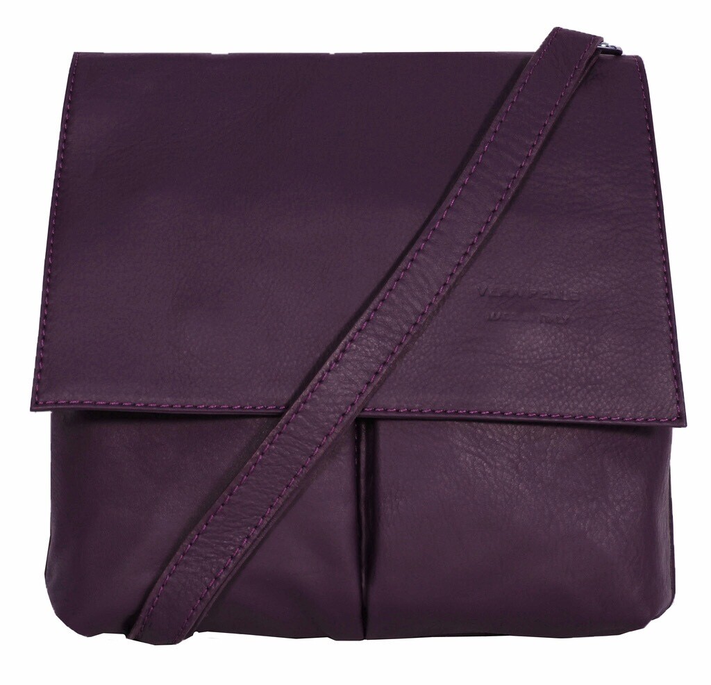 Purple Soft Leather Messenger Bag
