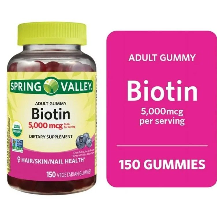 Spring Valley Biotin Biotina 5000 Mcg 150 Gomitas