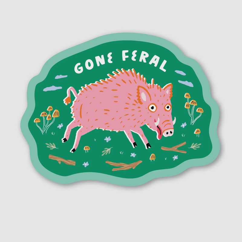 Gone Feral Pig Sticker