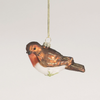 Red Robin Shaped Vintage Style Glass Bauble | Topsoil