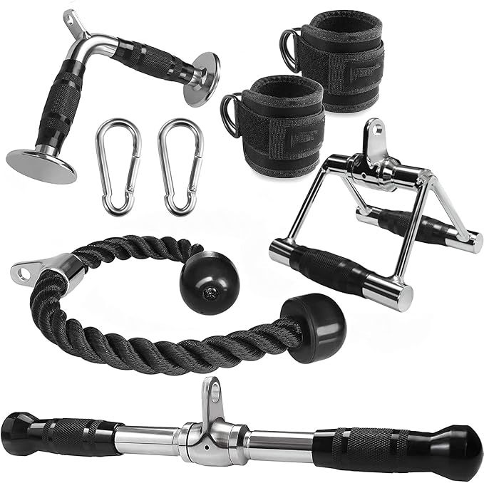 Curl Bar, Functional Grip Handles, Press Bar, ankle strap, tricep handle