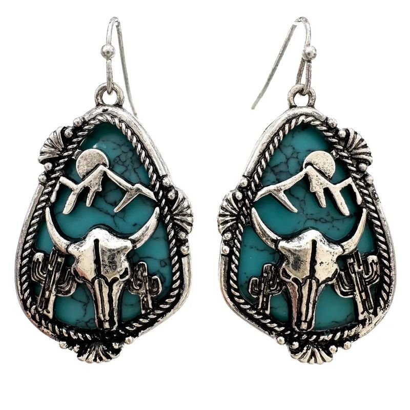Longhorn Skull Turq Stone West Native Ear