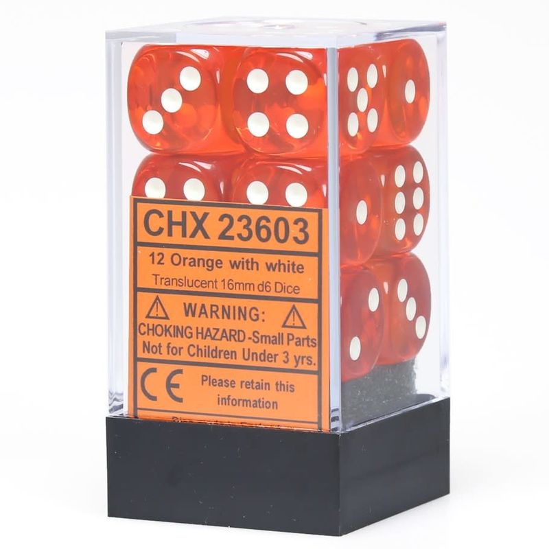 DICE SET 16mm TRANSLUCENT ORANGE