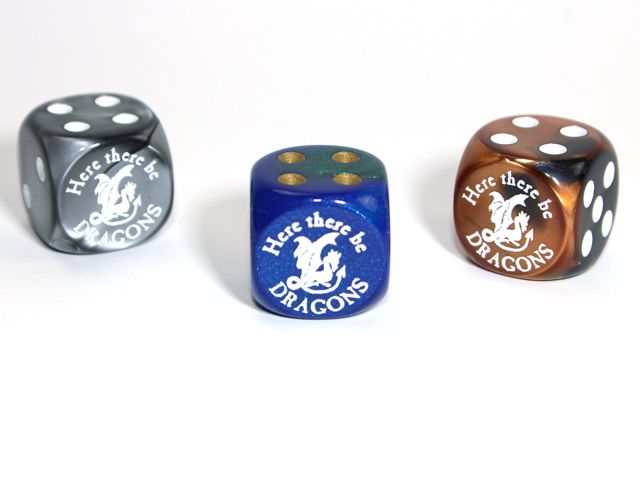 CUSTOM D6 16mm HERE THERE BE DRAGONs (Assorted Colors) Die