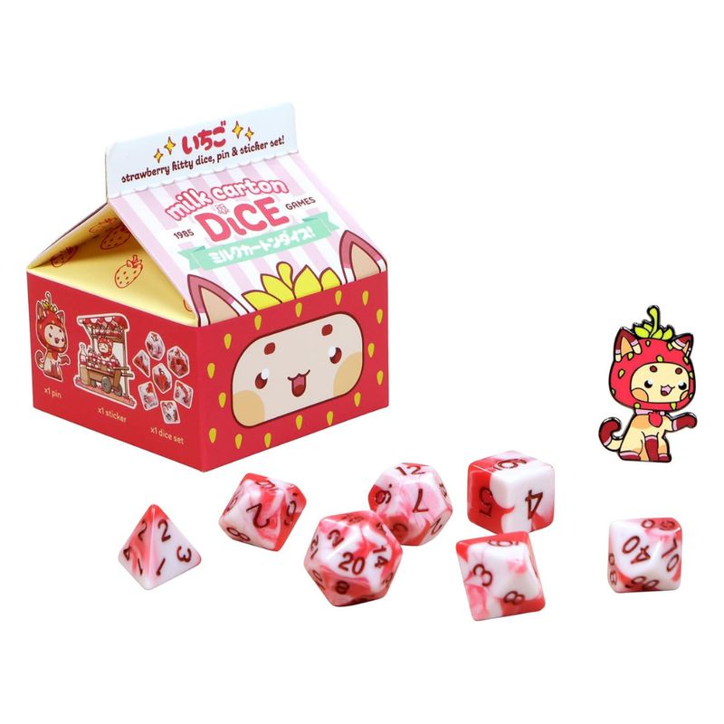 MILK CARTON KAWAII CAT DICE - STELLA STRAWBERRY