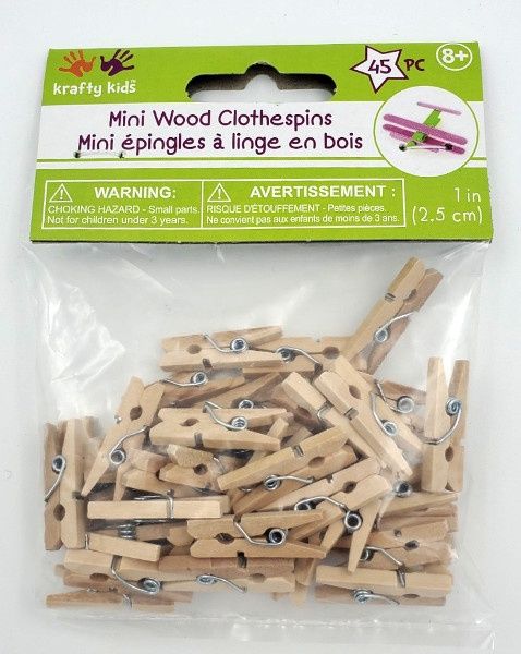 Mini épingles à linge en bois (ens. de 45)
