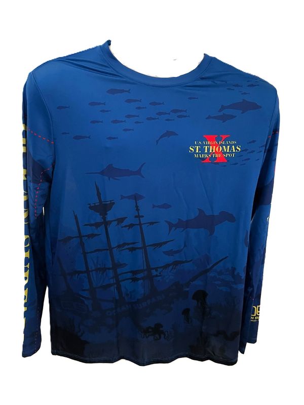 OS USVI SPF 50+ Perf Men's LS X Marks the Spot