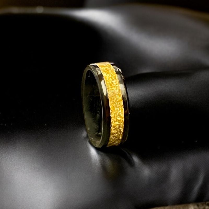 Black Ceramic Gold Leaf Inlay Ring