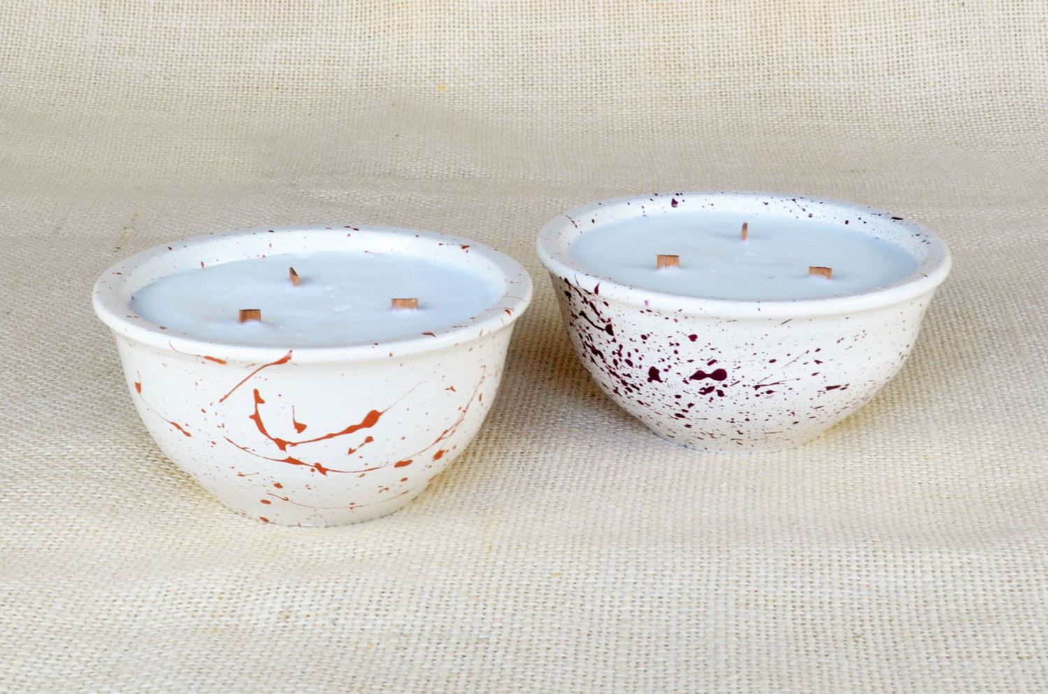 Set of 2 Hand-Painted Terracotta Soy-Coconut Candles, 7.5 oz. each ...