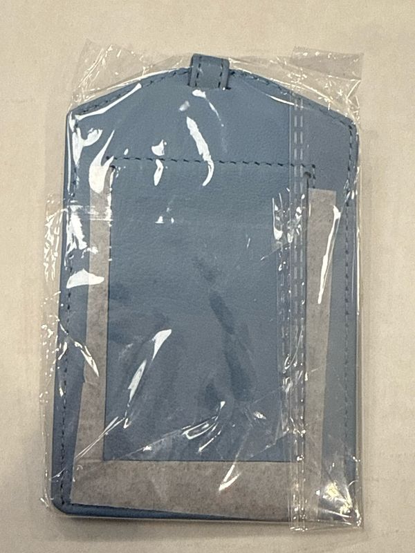 Leather Luggage Tag - Light Blue
