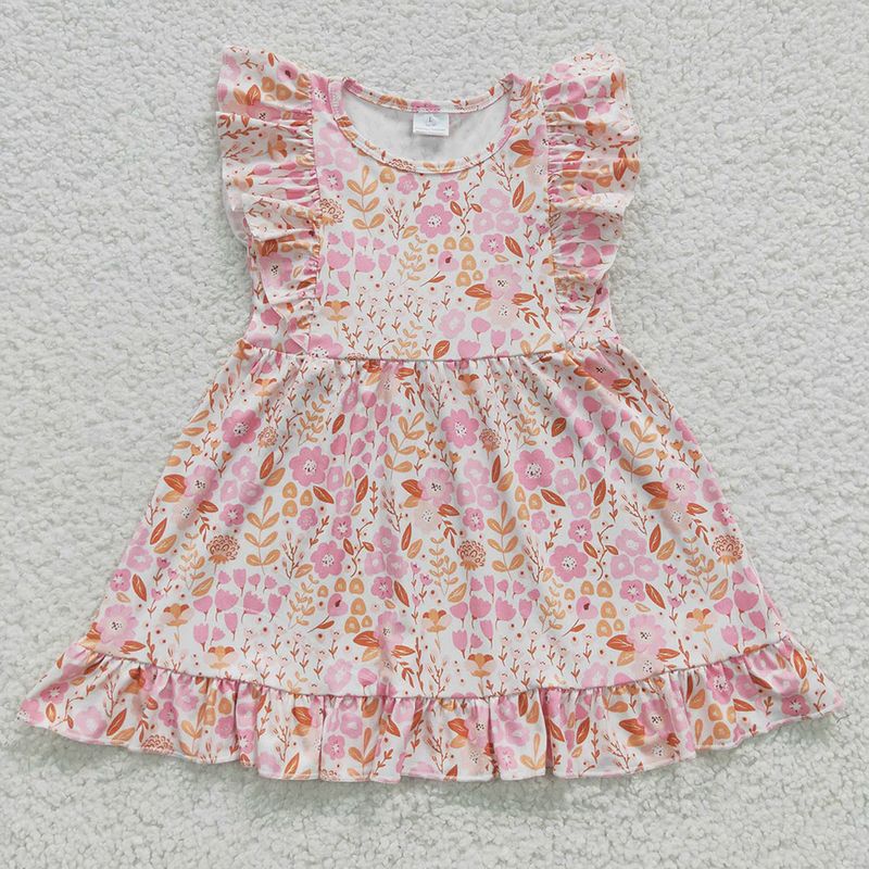 Pink Flower Ruffle Dress