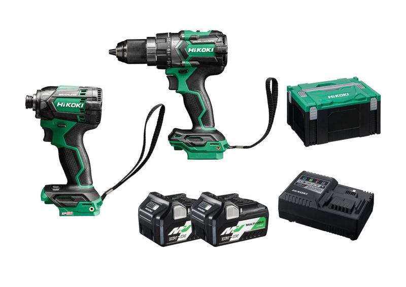 HiKoki KC18DCJAZ 18v 2x5Ah MultiVolt Brushless Combi and Impact Driver Twin Kit