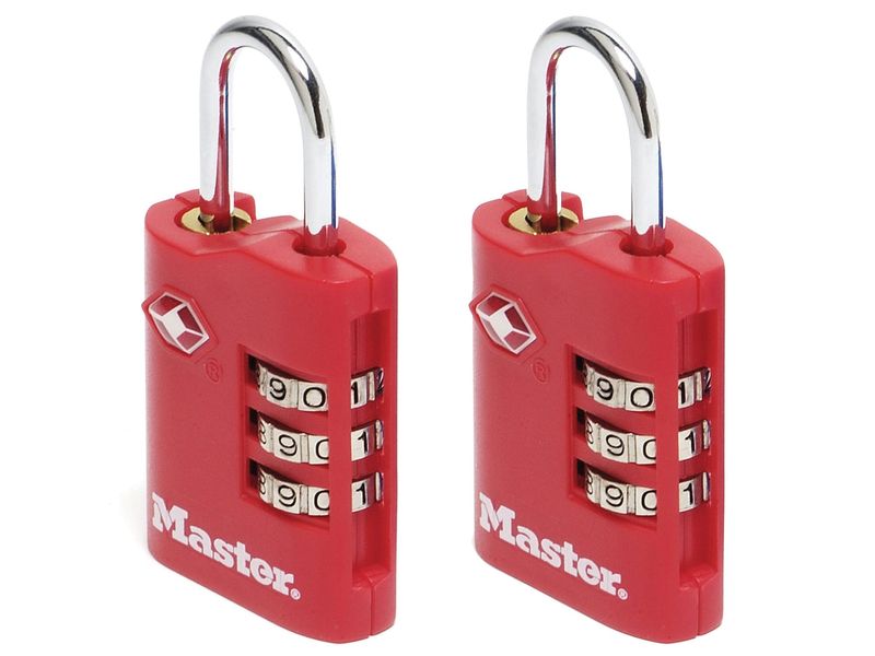 Master Lock MLK4686EURT TSA 3-Digit Combination Zinc 30mm Padlock x 2