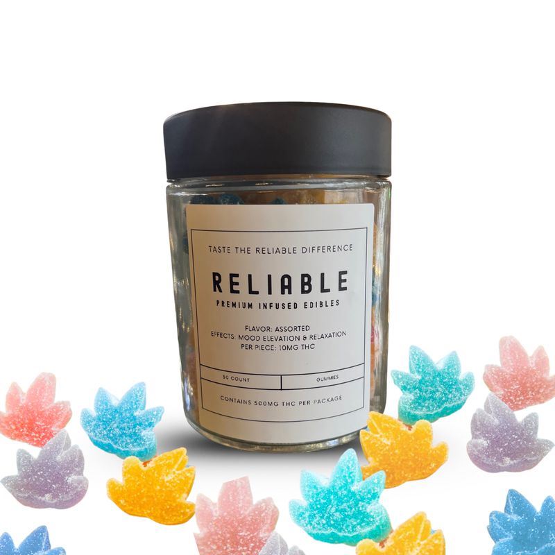 10MG LEAF SHAPED GUMMIES- ASSORTED- 50 COUNT JAR