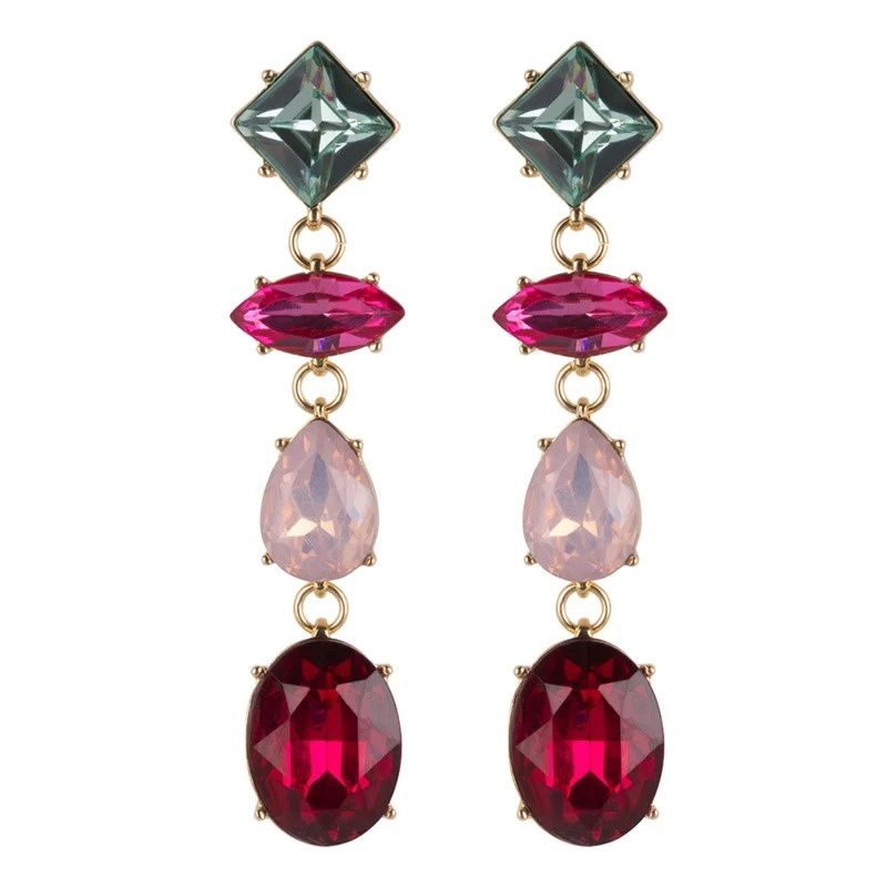 Oorbellen - Fancy Stones - Burgundy mix